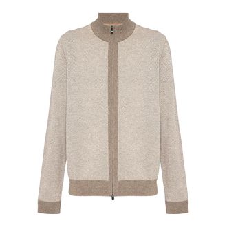 HUGO BOSS Balonso Zip Cardigan - - Knitwear - Herren - Beige - M