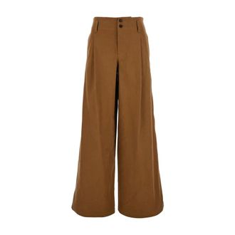 Chlo&eacute; Braune Weite Bein Baumwollhose Frau - - Trousers - Damen - Braun - M