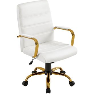 Yaheetech Yaheetech - Chaise de Bureau Ergonomique Fauteuil de Bureau Cuir pu avec Si&egrave;ge Dossier Rembourr&eacute; Hauteur R&eacute;glable Inclinable Pivotantes Blanche