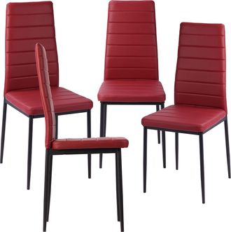 Trisens Esszimmerstühle 2/4/6/8 Set Stuhl Küchenstuhl Wohnzimmerstühle Kunstleder Stühle, Farbe:Dunkelrot, Set:4er