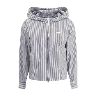 Prada Gestreifte Kapuzenjacke - - Sweatshirts & Hoodies - Damen - Mehrfarbig - M