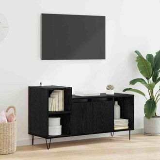 vidaXL vidaXL Meuble TV Ch&ecirc;ne noir 100 x 35 x 55 cm Bois ding&eacute;nierie