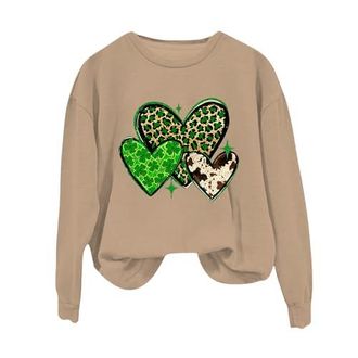 Generic Sweat à capuche à manches longues pour femme pour la Saint-Patrick - Motif trèfle vert - Pull décontracté tendance - Cadeaux de vacances, 4-beige., XX