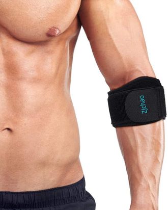 ZJchao Bandage Ellenbogen, Ellenbogenbandage Tennisarm Tennisarmbandage Ellbogenschoner Volleyball mit Verlängertem Elastischen Gürtel für verstauchte Ellbog