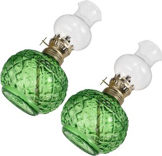 Vosarea 2 St&uuml;ck Vintage &Ouml;llampe aus Glas Dekorative Kerosin Sturmlampe f&uuml;r Innen und Au&szlig;en Rustikale Tischlampe f&uuml;r Gem&uuml;tliche Beleuchtung f&uuml;r Camping und Woh