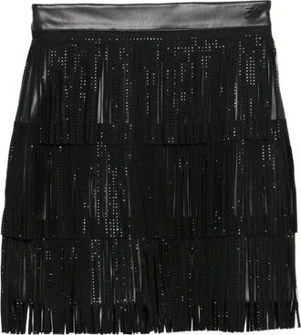 Karl Lagerfeld rhinestone-embellished fringe mini skirt - Schwarz