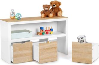 IDMarket Kindermöbel MANA weiß und Buche 3 Würfelschubladen auf Rollen