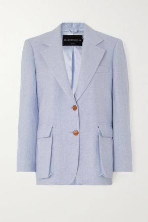 Brandon Maxwell Ashland Oversized-blazer Aus Einer Mischung Aus Leinen, Wolle, Seide Und Kaschmir Mit Fischgratmuster - Blau