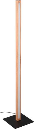 Trio Leuchten LED Stehleuchte Bellari 426410130, Holz natur, Metall Schwarz matt, inklusiv 20 Watt LED, Touch Dimmer, Naturbelassen