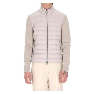 Moorer Homme, Vestes, Beige, Taille: L Piumino bomber maniche in maglia mod. Cattaneo-S3r