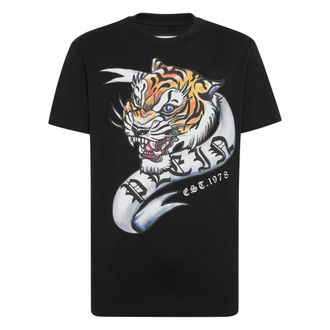 Philipp Plein Homme, Tops, Noir, Taille: 2XL T-shirt Col Rond SS Tattoo