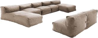 Oviala Salon de jardin modulable 7 places avec 2 m&eacute;ridiennes beige - Mixi