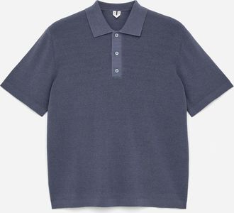 Arket Feinstrick-Poloshirt -Blau