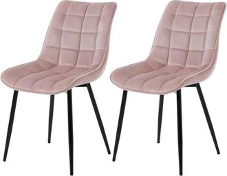 Woltu Lot de 2 Chaises de Salle à Manger Woltu Chaise de cuisine scandinaves en velours, Pieds en métal, Rose