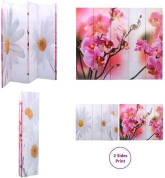 vidaXL Raumteiler klappbar 200 x 170 cm Blume - Raumteiler - Holzrahmen - Dekorative Wandaufteilung - Blumenmuster - Faltbares Design - Home & Living