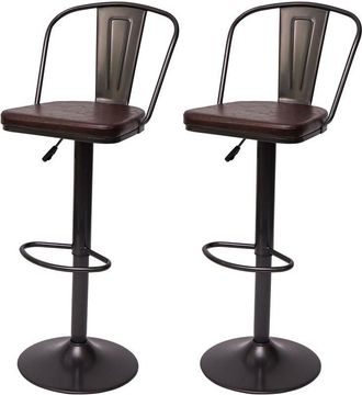 Hhg jamais utilisé] 2x Tabouret de bar 441a, réglable en hauteur, pivotant, design industriel, vintage noir-marron