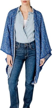Abbacino Femme, Vestes, Bleu, Taille: ONE Size Poncho Estampado Rayas