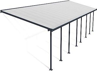 Palram Canopia by Palram Terrassenüberdachung Alu Feria 3X10.35 Polycarbonat Hohlkammerplatten Pergola 1035 x 300 cm Grau zur Überdachung ihrer Terrasse