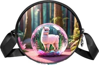 Generic Sac &agrave; bandouli&egrave;re rond rond pour femme, motif boule de cristal dalpagas avec fermeture &eacute;clair et bretelles r&eacute;glables