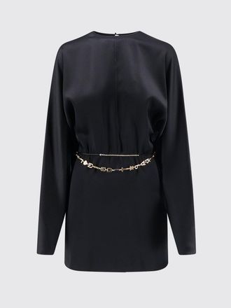 Saint Laurent Mini-robe fourreau en soie avec d&eacute;coupes et ceinture