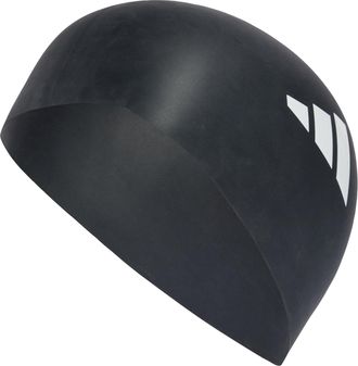 adidas Adidas Unisex 3-Stripes Swim Cap, Black/White, One Size