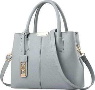 Generic Sac à bandoulière en cuir synthétique pour femme Sac à main simple grande capacité Sac à bandoulière pour femme, gris