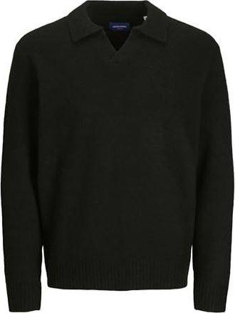 Jack & Jones Jack & Jones Jorollie Knit Ls Polo Pull tricot&eacute;, Noir, L Homme
