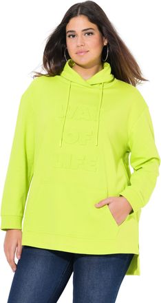 Ulla Popken Damen große Größen Übergrößen Plus Size Sweatshirt, 3D-Prägung, Oversized, Stehkragen, Langarm Lime 46+ 829062408-46+