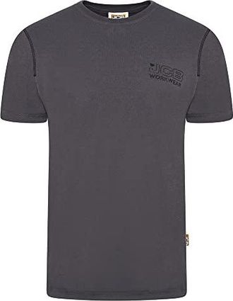 JCB T-shirt de travail en acier - 100 % jersey de coton - 180 g/m² - Vêtements de travail pour homme - Chemises à manches courtes pour homme - Chemises po