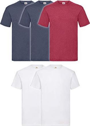 Fruit Of The Loom Lot de 5 t-shirts Valueweight S M L XL XXL XXXL 3XL, 2wei&szlig;2h Navy1h Red, XL