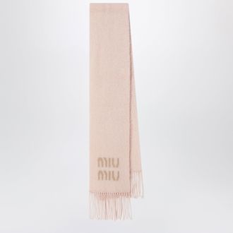 Miu Miu Hellrosa Schal aus Mohairmischung mit Logo