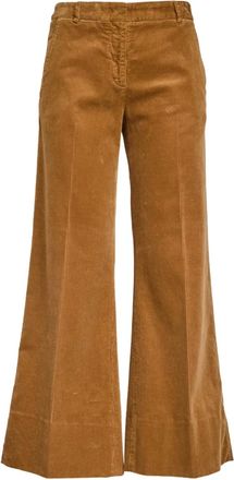 Ql2 Quelledue pantalon évasé Melody en velours côtelé - Marron