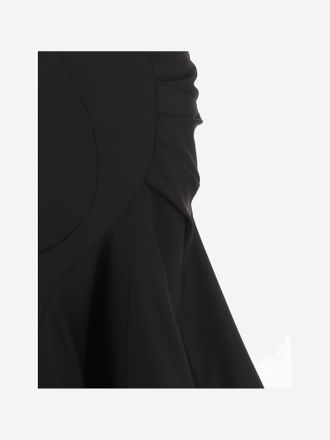 Dries Van Noten Womens Skirt With Ruched Hem Wool Black
