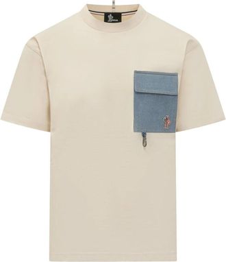 Moncler Homme, Tops, Blanc, Taille: L SS T-Shirt