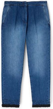 Motivi Femme, Jeans, Bleu, Taille: 36 FR Jean chino avec broderie de perles