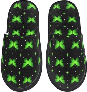 Generic Unisex Pantoufles en Feutre Papillon vert Chausson Maison Chaud Chaussons Homme pour Hiver Maison Femme L