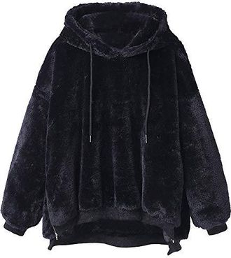 ZYUEER Manteau Femme Hiver Doudoune Femme Longue Duffle Coat Fourrure Jacket Leather, Faux Fourrure Manteau Hiver &Eacute;L&eacute;Gant Manches Longues Veste Chaud (Noir, 