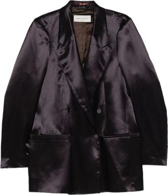 Dries Van Noten Femme, Vestes, Violet, Taille: 38 FR Veste Crois&eacute;e Oversize