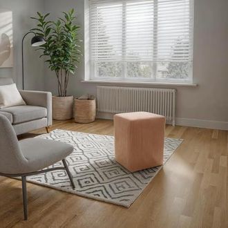 Domo Collection Polsterhocker Pontal, Hocker, Rechteckig, F&uuml;&szlig;e mit Filzgleitern, Fu&szlig;hocker, Polstergarnitur, 38 x 38 x 47 (BxTxH), Cord rosa