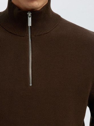 Selected Troyer SLHDANE LS KNIT STRUCTURE HALF ZIP NOOS Baumwolle, regular fit