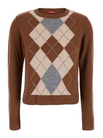 Max Mara Rundhalspullover - Braun