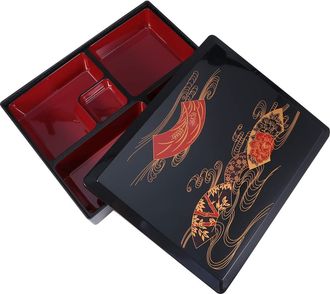 BESTONZON Japanische Lackiert Mittagessen Bento Box Traditionellen Hause Tablett Lebensmittel Träger Lebensmittel Tray für Restaurant Oder Zu Hause