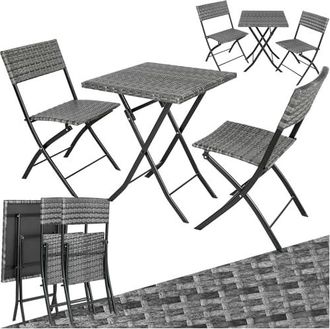 TecTake Salon de Jardin Ext&eacute;rieur en Poly Rotin pour 2 Personnes - Ensemble Chaise et Table Pliables - Mobilier pour Amenagement Balcon Terrasse Veranda