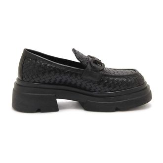 Emanuelle Vee Gewebter Lederslipper Schwarz - - Shoes - Damen - Schwarzk - 36 EU
