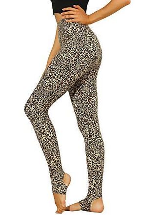 Allegra K Leggings Étriers À Bande Élastique de Noël pour Femme Beige Léopard XS