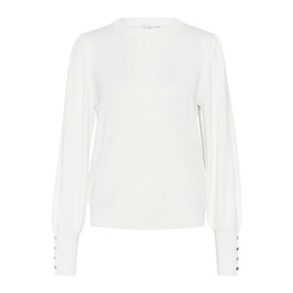 Kaffe Femme, Pulls, Blanc, Taille: 46 FR Pull à col rond en tricot Pullover Sweater