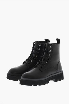 Dsquared2 Leather Combat Boots MADE WITH LOVE with Contrasting Logo size 40