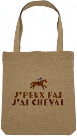 Fabulous Sac Shopping Tote Bag Aspect Lin - JPeux Pas Jai Cheval Equitation Poney - Sac de Courses Toile Epaisse 360g Beige Naturel Cabas Port&eacute; Epaule Solide I