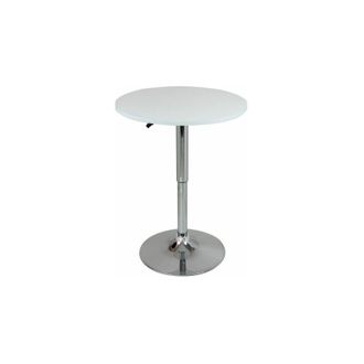 Woltu Woltu - Table de bar en mdf avec pied - Table ronde - Hauteur r&eacute;glable - Blanc