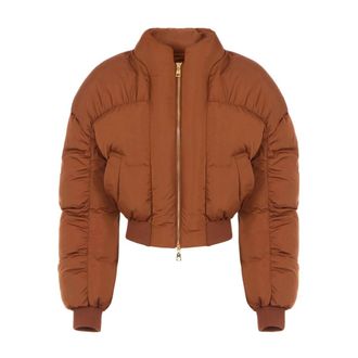 Elisabetta Franchi Daunenjacke aus Voile-Stoff - - Jackets - Damen - Braun - M